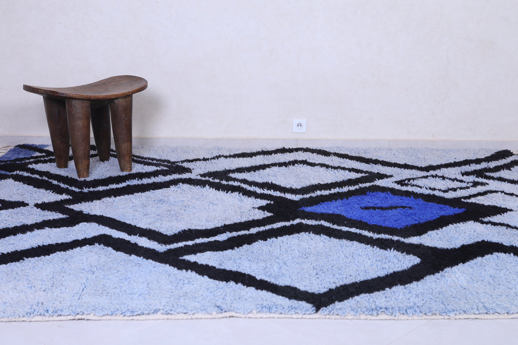 Modern Blue Moroccan Berber Rug – Handmade Custom Design – TUAREG MAT
